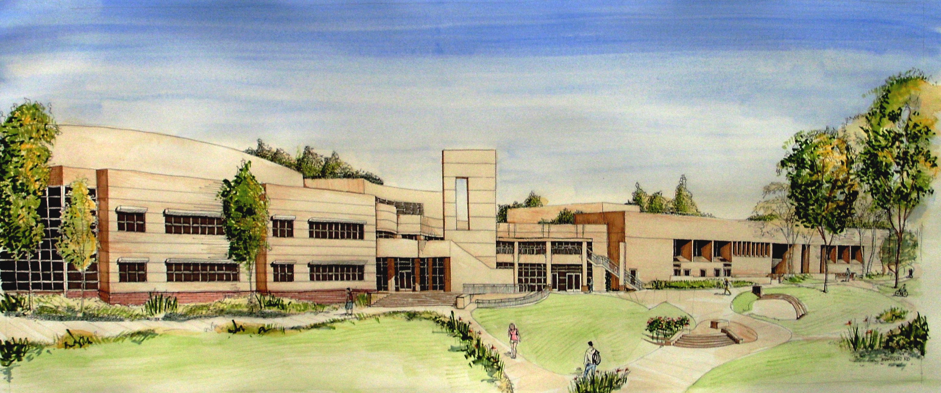 Bronco Student Center – Watercolor Rendering – Tetrad Architecture ...